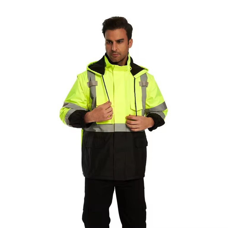Construction safety work reflective rainjacket